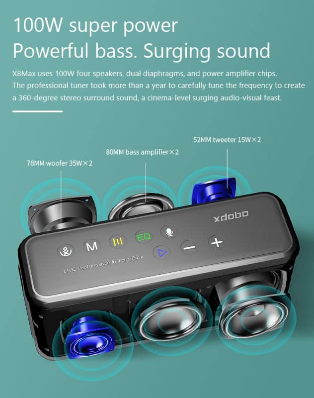 Loa di động bluetooth Xdobo X8 Max-Công suất 100W – Xdobo Việt Nam